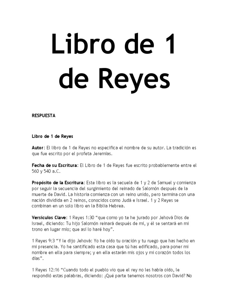 Libro de 1 de Reyes | PDF | Libros de reyes | Elijah