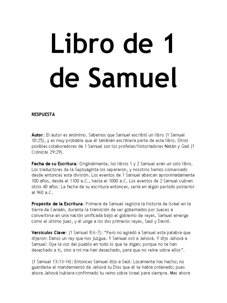 Libro de 1 de Samuel | PDF | Saulo | Libros de Samuel