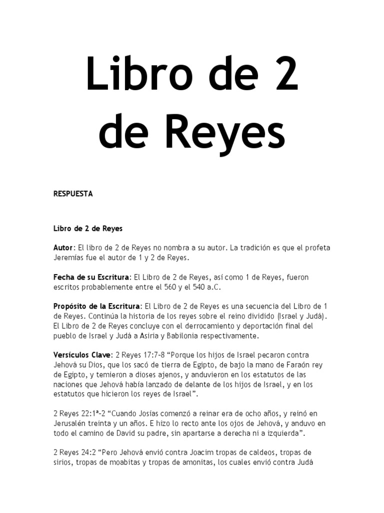 Libro de 2 de Reyes | PDF | Libros de reyes | Contenido bíblico