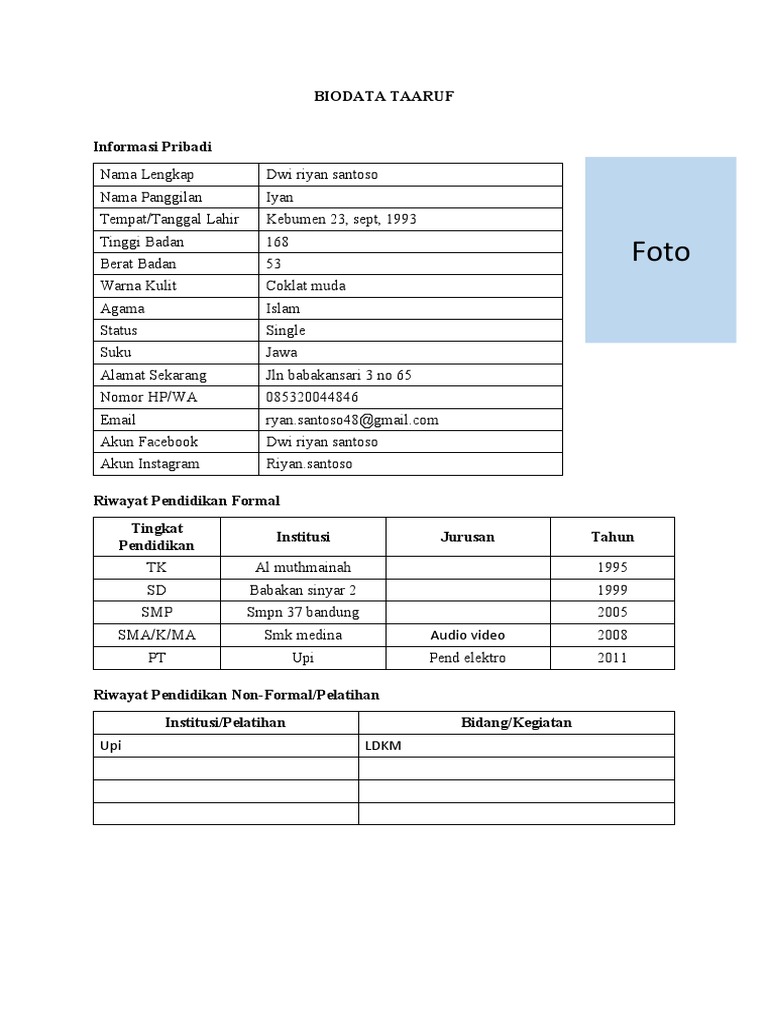 Template CV Taaruf | PDF