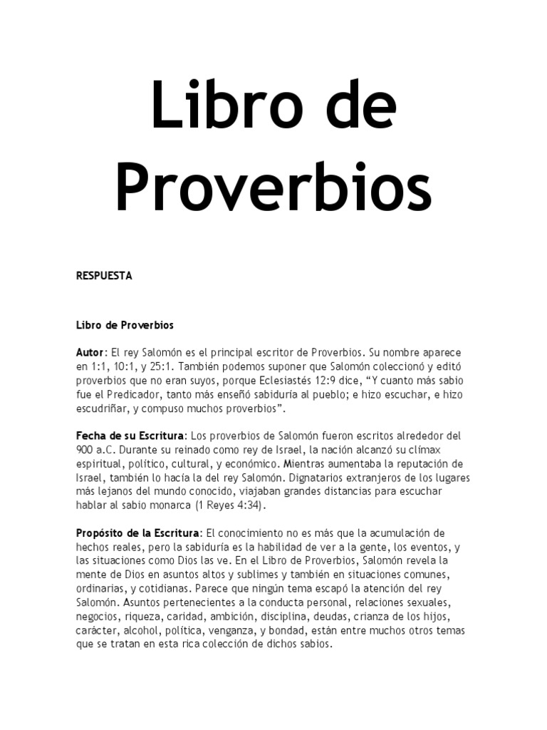 Libro de Proverbios | PDF | Libro de proverbios | Sabiduría