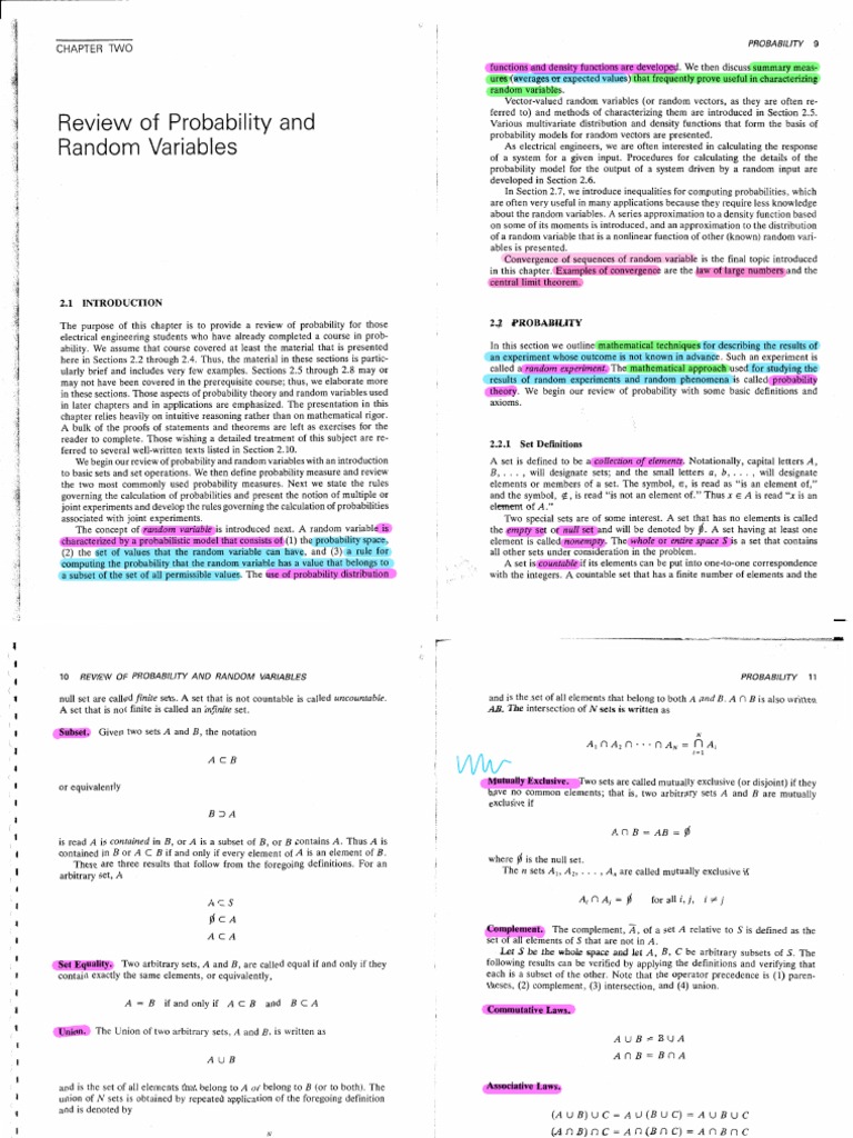 Chapter 2 - Probability & Random Variables | PDF | Set (Mathematics) | Random Variable