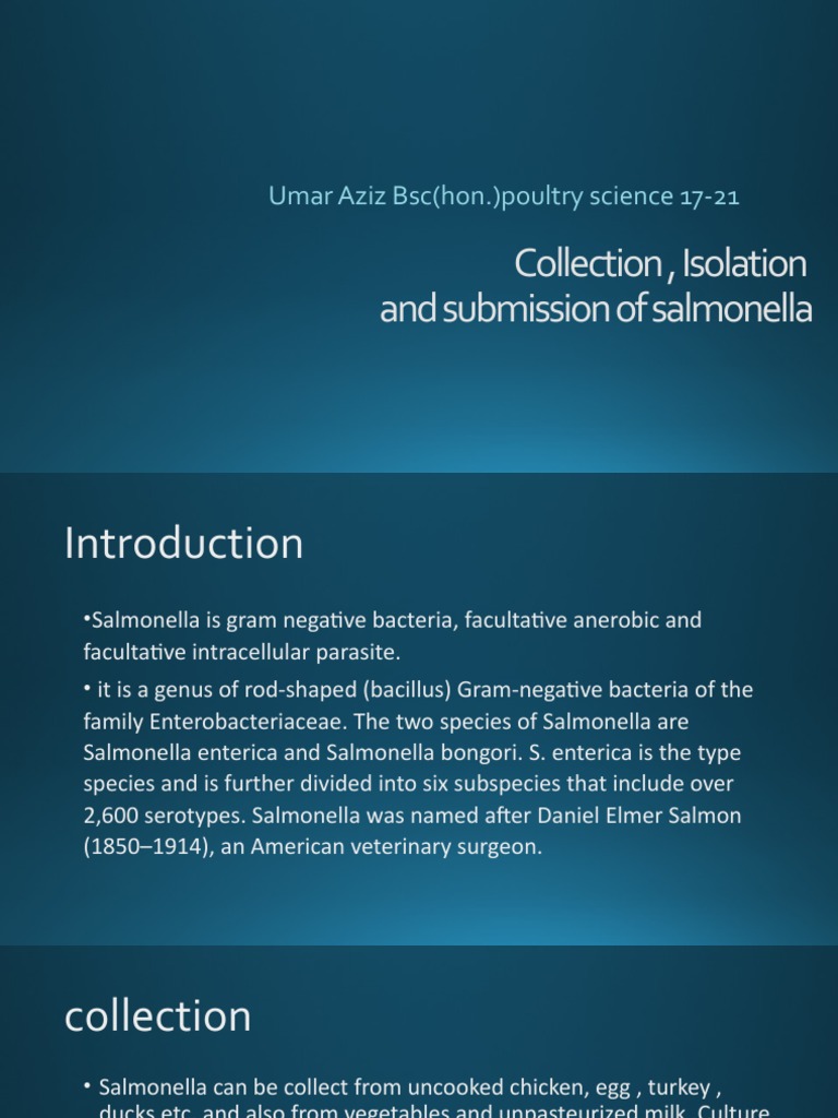 Salmonella Collection and Isolation Guide | PDF | Salmonella | Microbiology