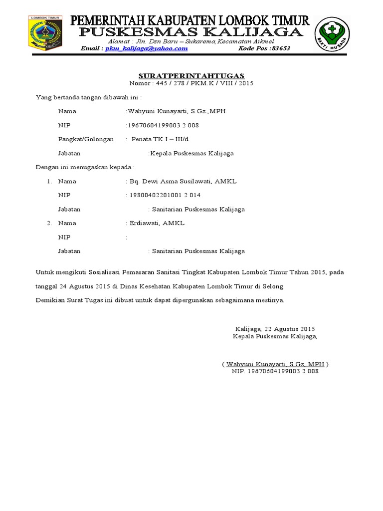 Surat Perintah Tugas 2020 | PDF
