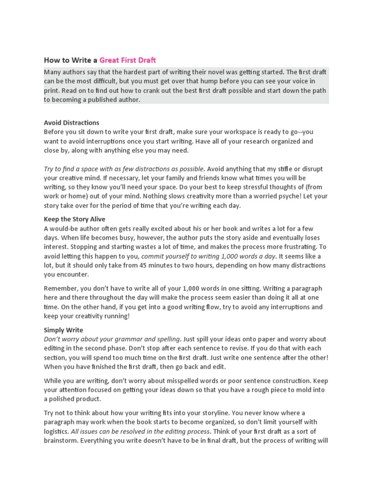 How To Write A Great First Draft | PDF