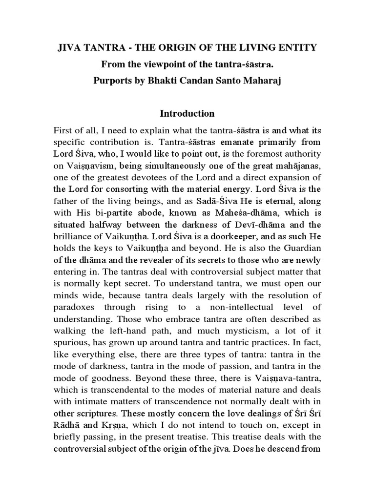 Jiva Tantra - The Origin of The Living Entity | PDF | Tantra ...