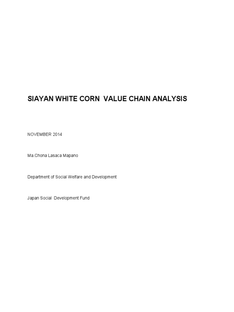SIAYAN WHITE CORN VALUE CHAIN ANALYSIS - Jan23 | PDF | Maize | Rice