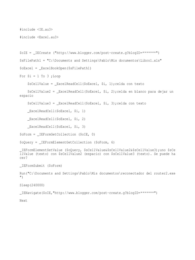 Excel Autoit Sample | PDF