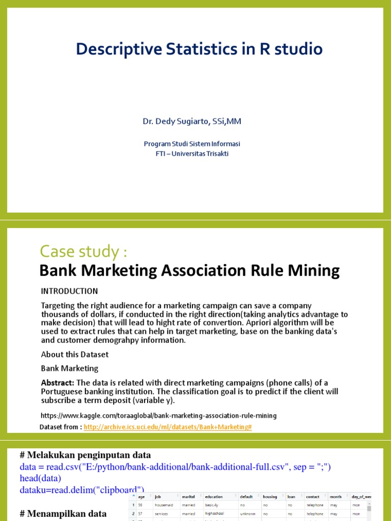 Pengenalan Statistika Deskriptif Menggunakan R Studio | PDF