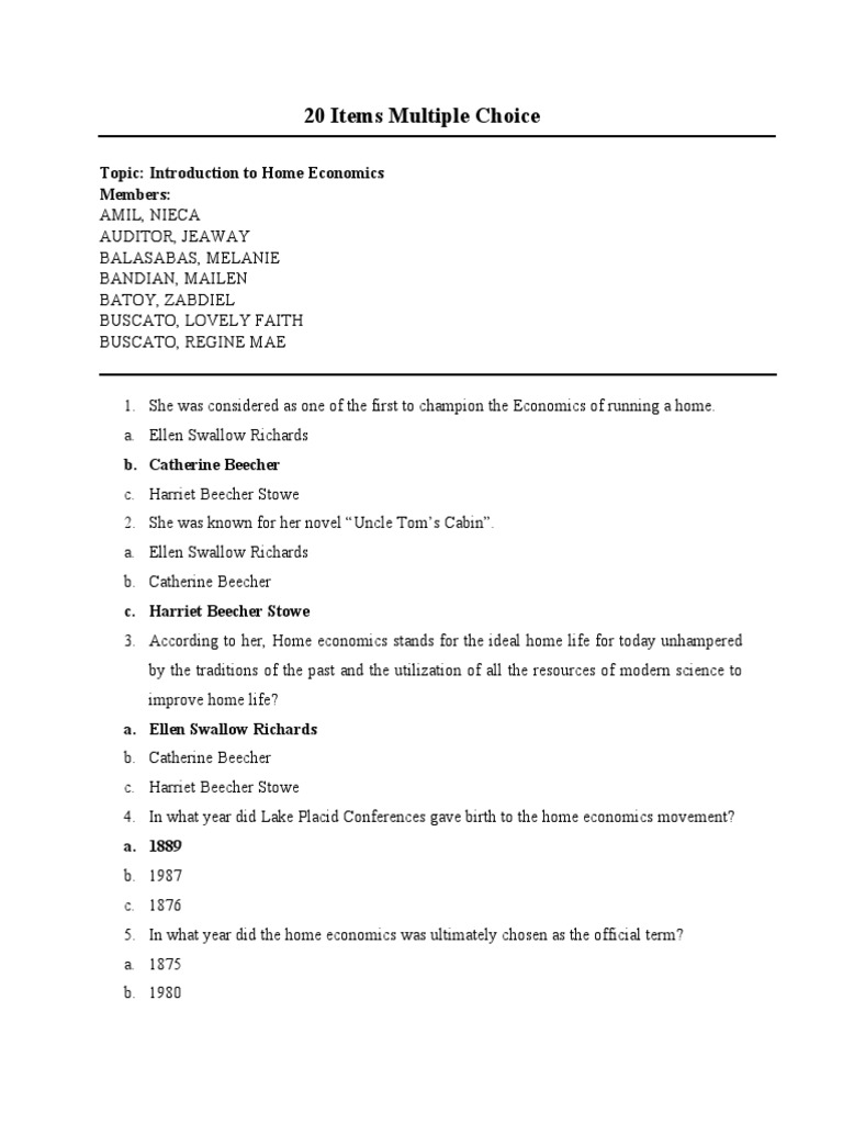 Home Economics Quiz: Key Concepts | PDF | Home Economics | Science