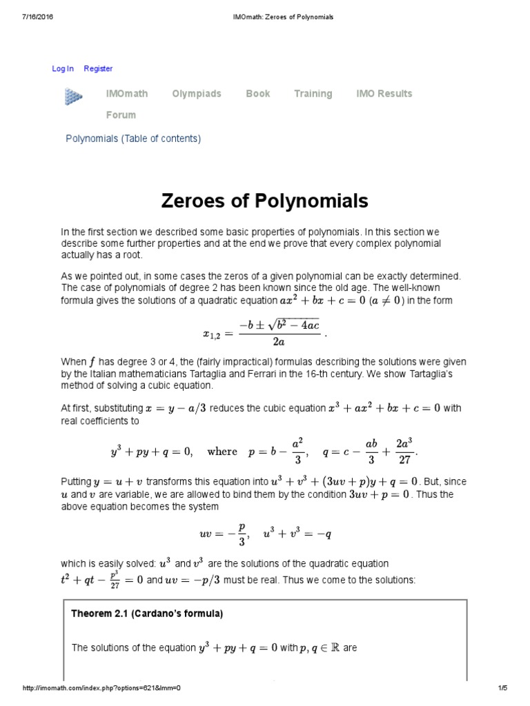 Polynomial Roots Explained | PDF | Polynomial | Zero Of A Function