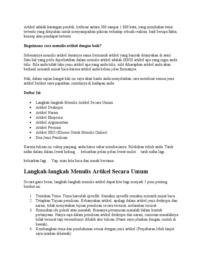 Cara Membuat Artikel | PDF