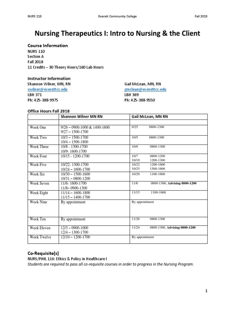 NURS 110 A - FALL 2018 - Gail McLean | PDF | Nursing | Educational ...