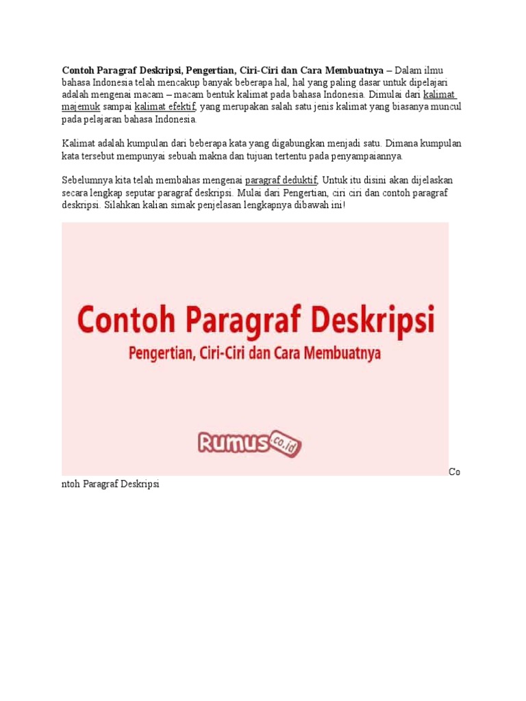 Panduan Menulis Paragraf Deskripsi | PDF