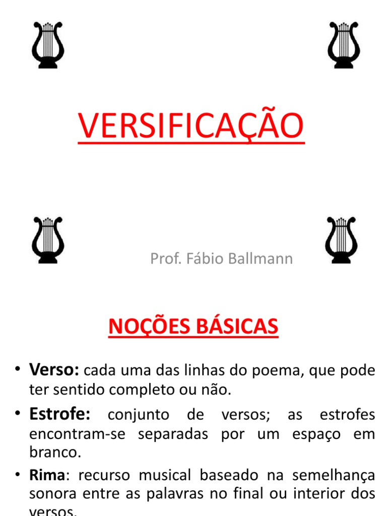 Noções básicas sobre versificação | PDF | Métrica (poesia) | Sílaba