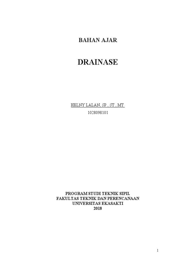 Bahan Ajar Drainase PDF | PDF