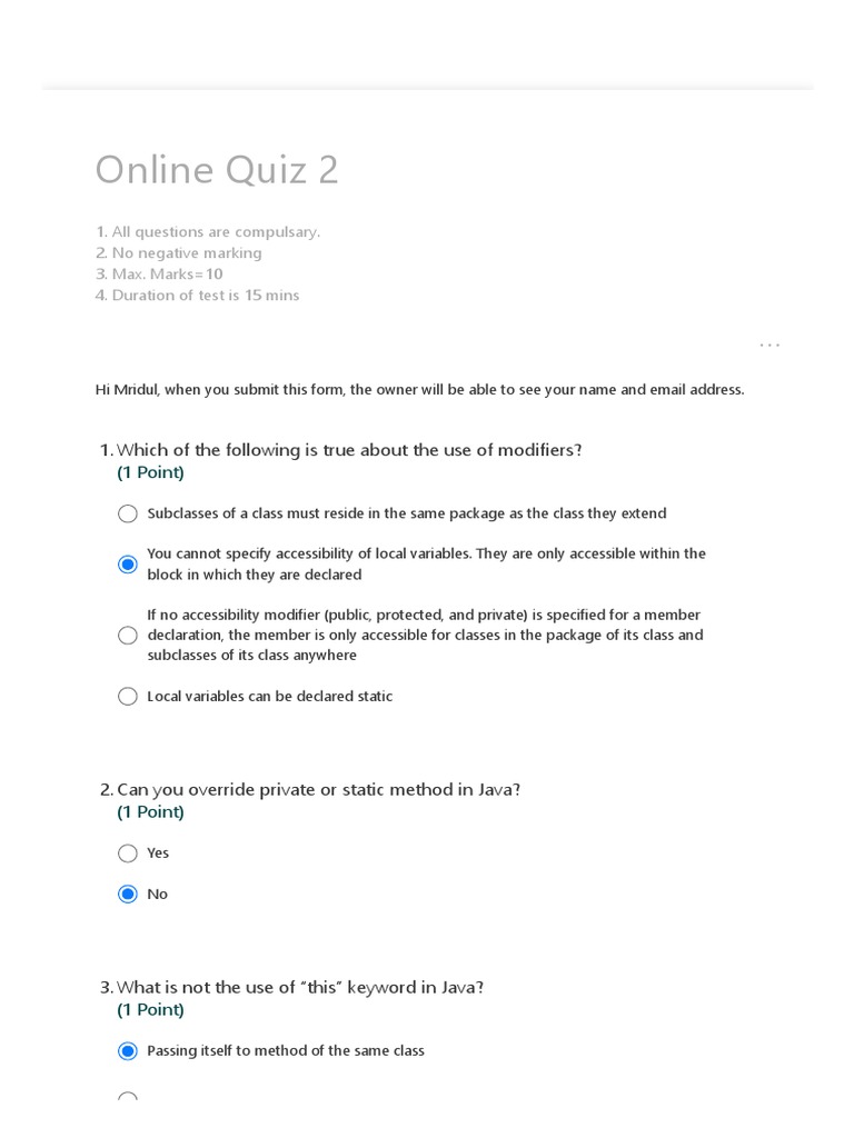 An Online Quiz On Java Programming Fundamentals Pdf Method Computer Programming