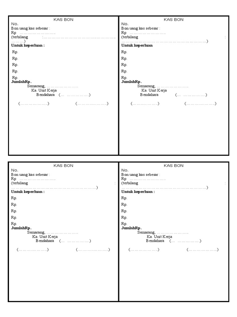 Format Kas Bon Uang Kas | PDF