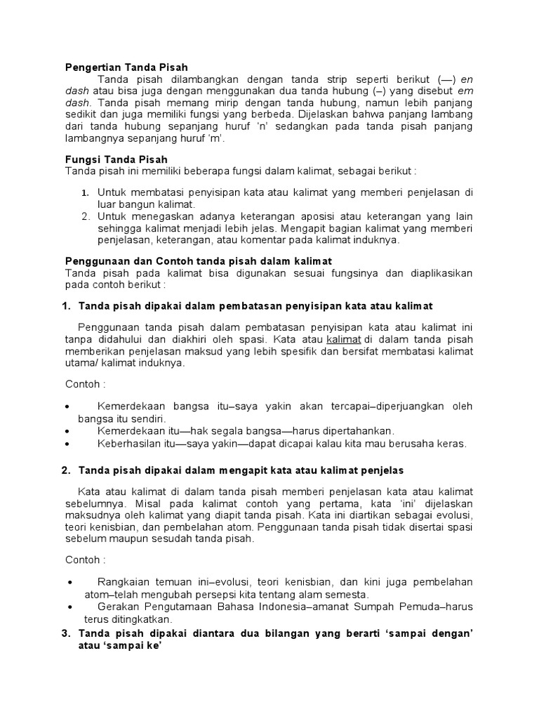 Pengertian Tanda Pisah | PDF
