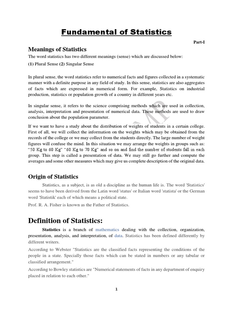 Meanings of Statistics | PDF | Statistics | Data