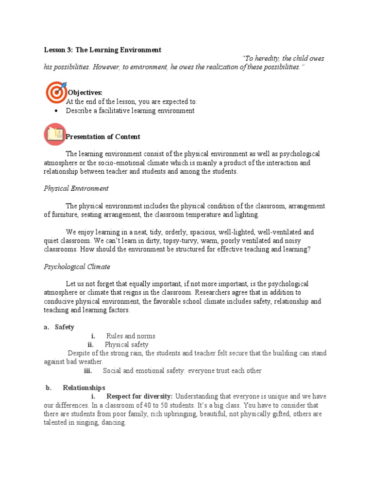 Unit 1. Lesson 3. The School Environment | PDF | Classroom | Teachers
