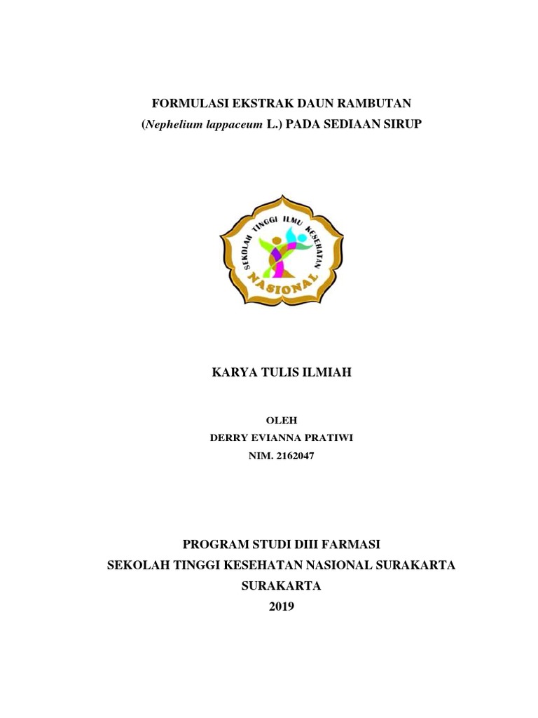 Formulasi Ekstrak Daun Rambutan (Nephelium Lappaceum L.) PADA SEDIAAN ...