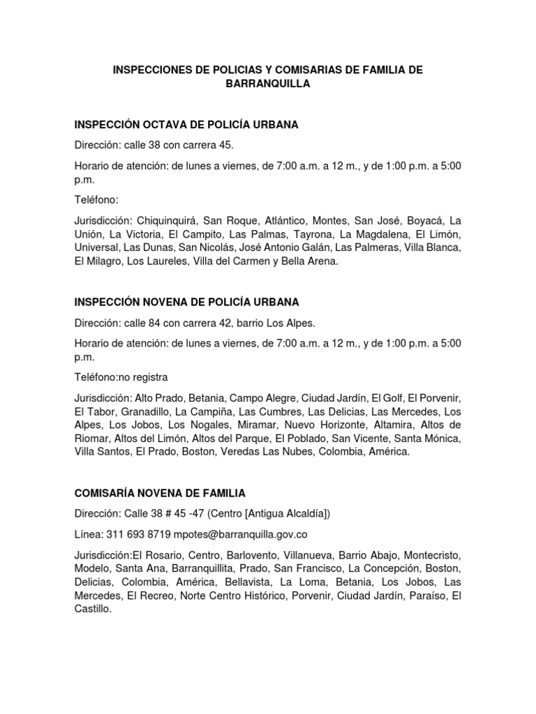 Comisarias de Barranquilla | PDF
