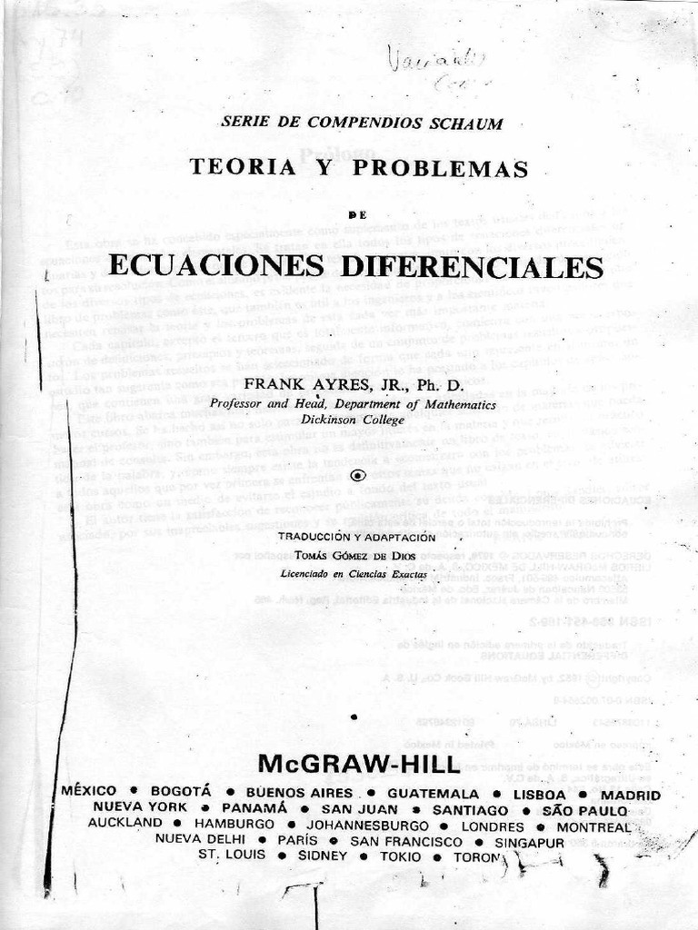 Ecuaciones Diferenciales Frank Ayres Schaum | PDF