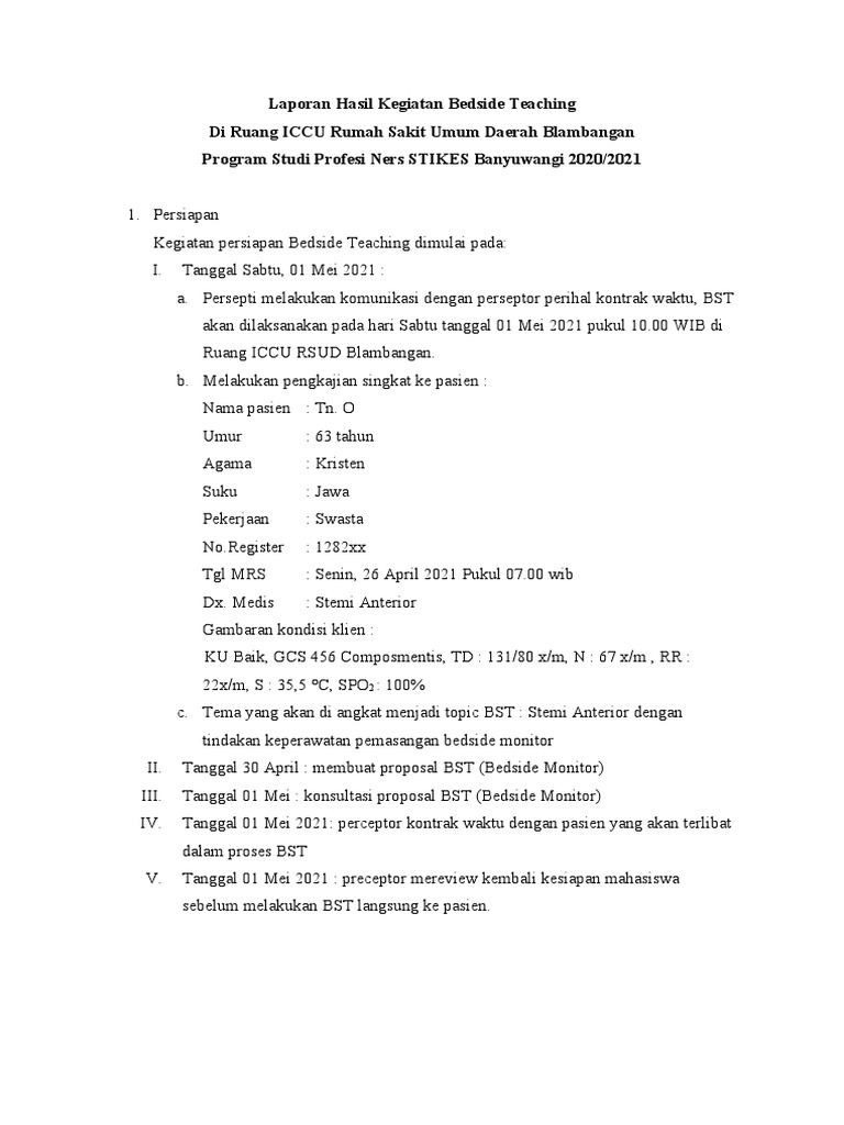 Laporan BST Iccu | PDF
