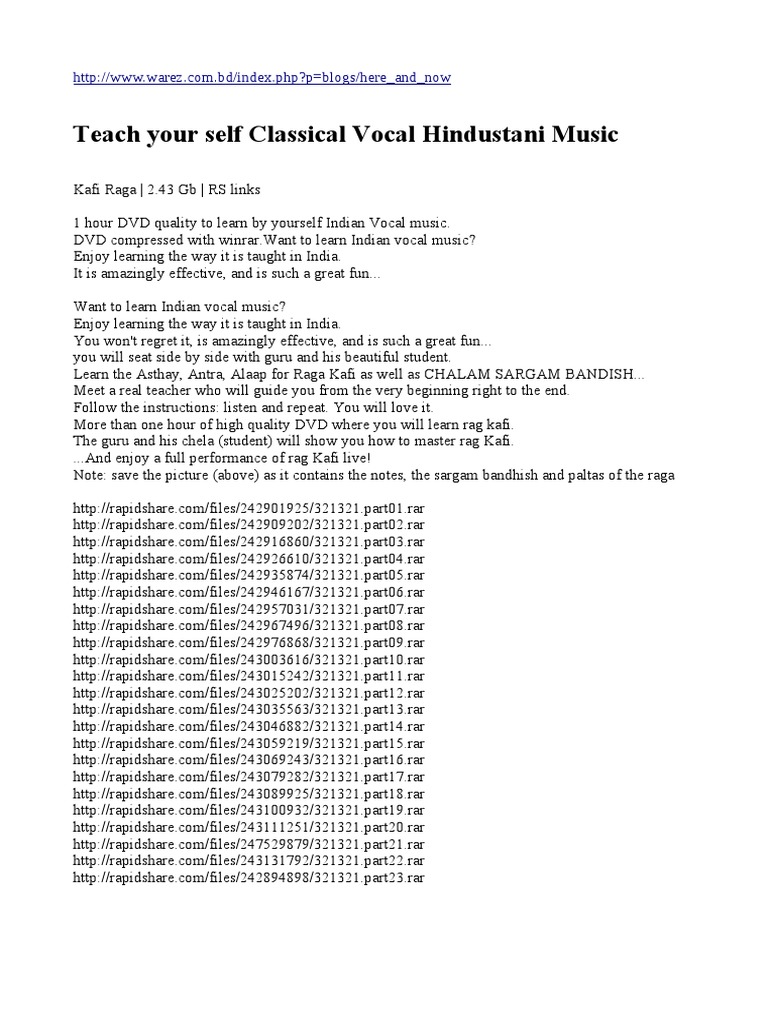 Learn Hindustani Vocal: Kafi Raga DVD | PDF