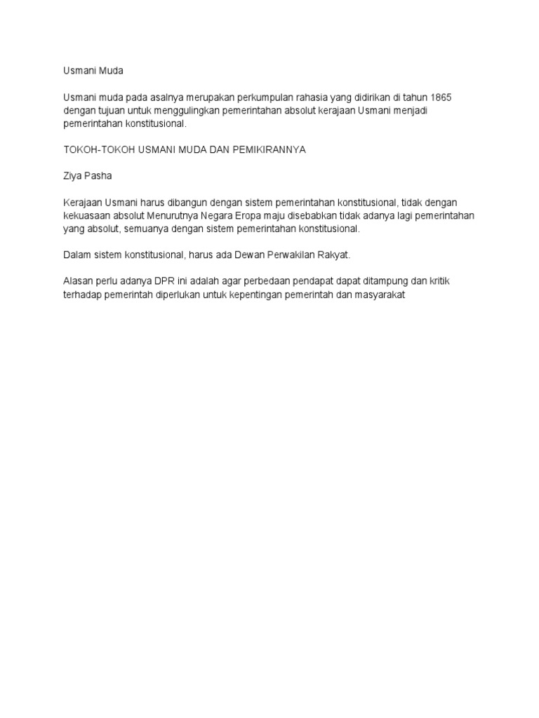 Usmani Muda: Perjuangan Konstitusi 1865 | PDF