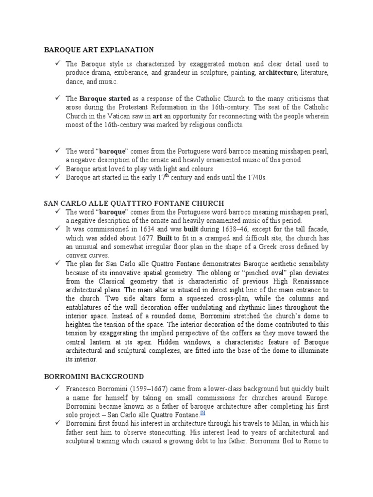 Baroque Art Explanation | PDF | Baroque | Fountain