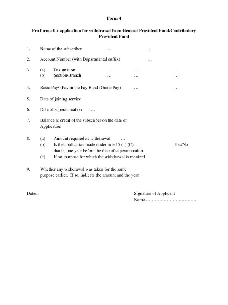 Form 4 PF Withdrawl | PDF | Financial Services | Government