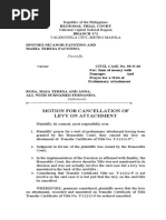 Petition for Cancellation of Encumbrance | PDF | Public Law | Property Law
