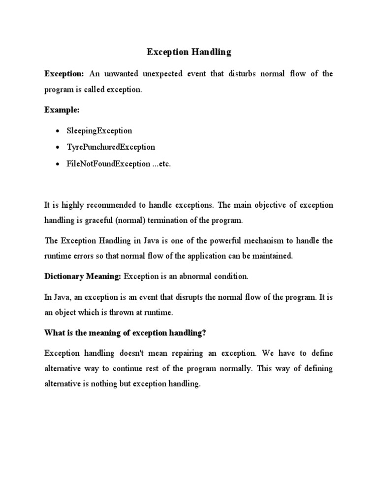Exception Handling Pdf Method Computer Programming Java Programming Language