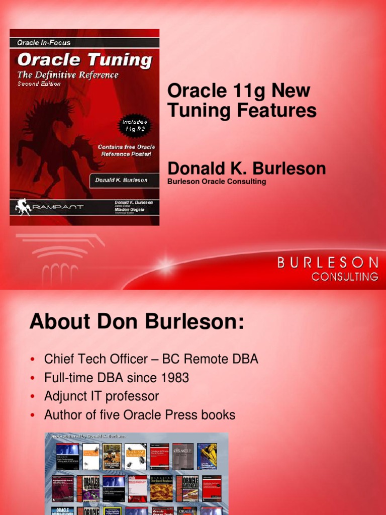 Oracle 11g New Tuning Features: Donald K. Burleson | PDF | Cache (Computing) | Central ...