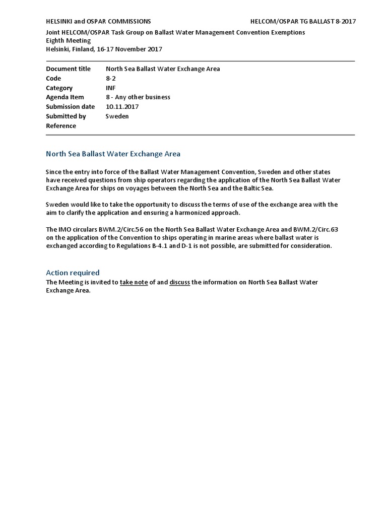 8-2 North Sea Ballast Water Exchange Area | PDF | Business | Nature