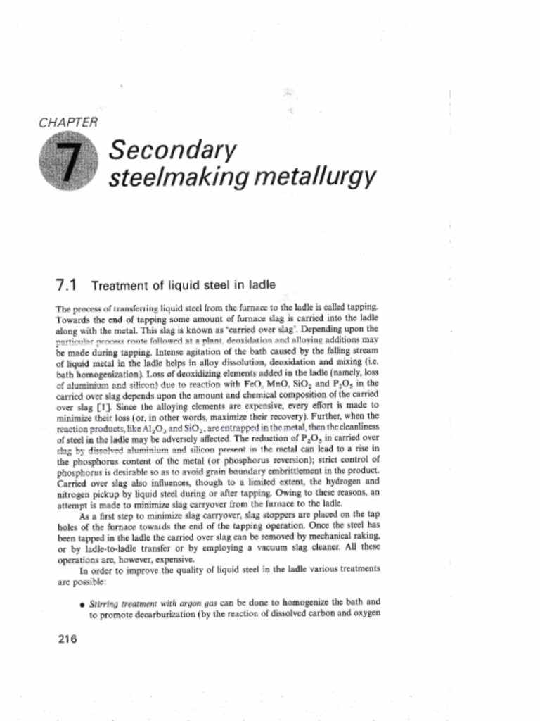 Fundamentals of Steelmaking MetallurgyChapter7 | PDF