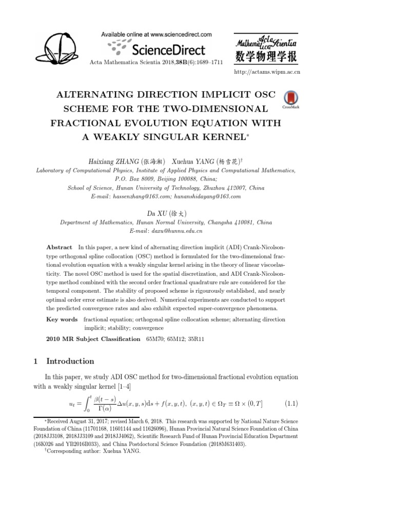 Alternating Direction Implicit Osc Scheme For The Two-Dimensional ...