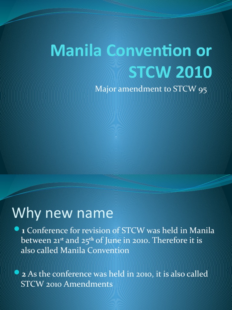 STCW 2010 Manila Amendments Overview | PDF