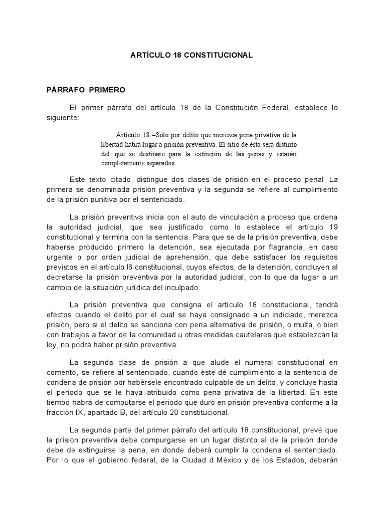 Artículo 18 Constitucional | PDF | Prisión | Castigos