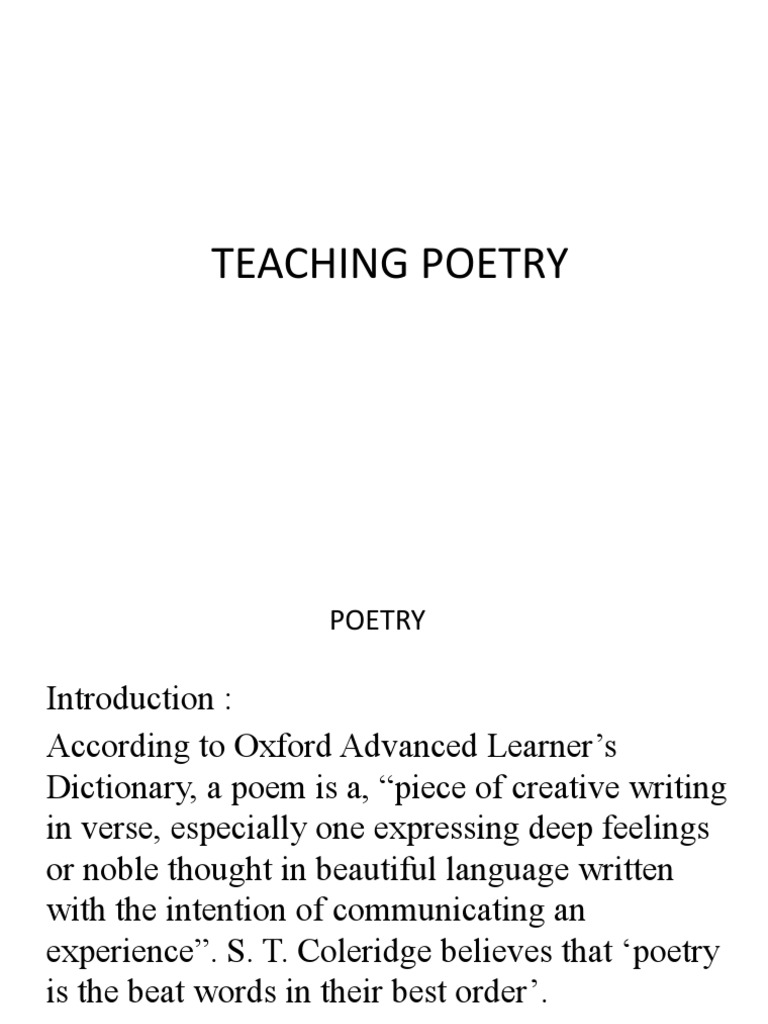 2.1 Teaching Poetry | PDF | English Language | Poetry