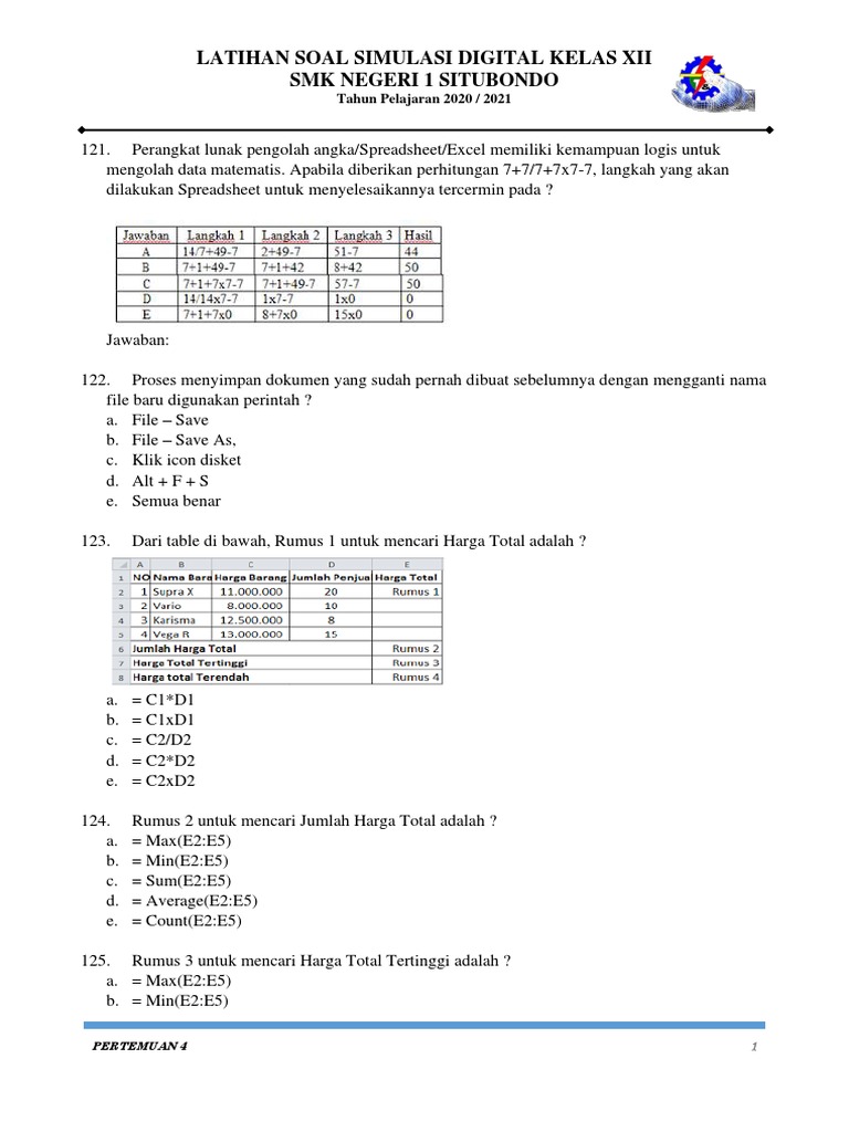 Soal SIMDIG Peretemuan 4 - Soal | PDF