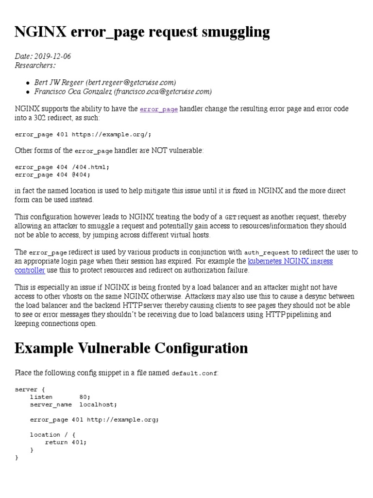 2019-12-10 - Error - Page Request Smuggling | Download Free PDF ...