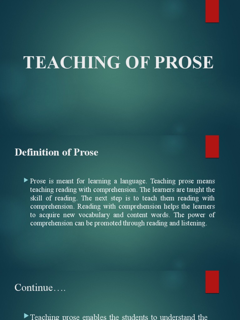 Teaching of Prose | PDF | Reading Comprehension | Vocabulary