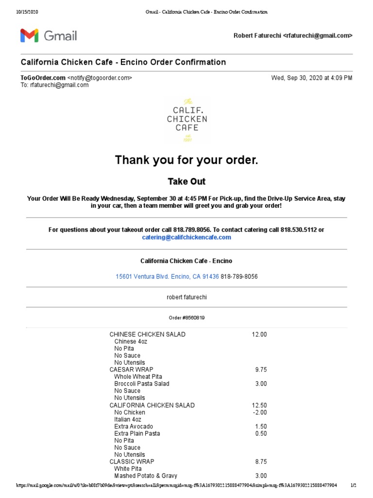 Order Confirmation for Robert | PDF | European Cuisine | Regional ...