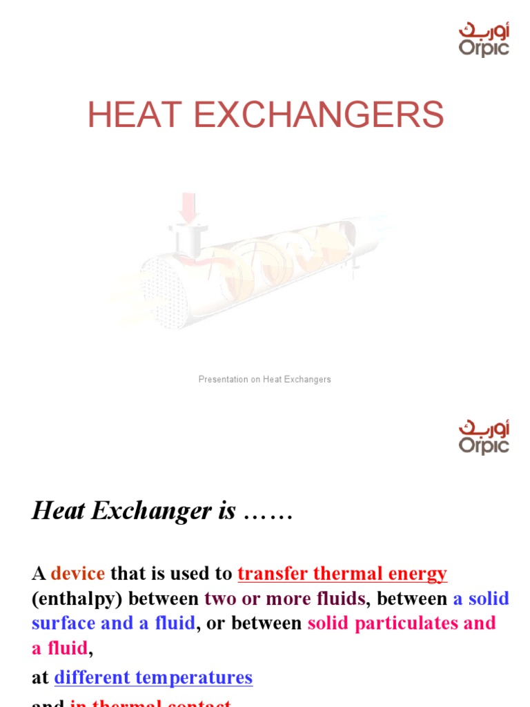 Presentation On Heat Exchangers | PDF | Heat Exchanger | Pipe (Fluid ...
