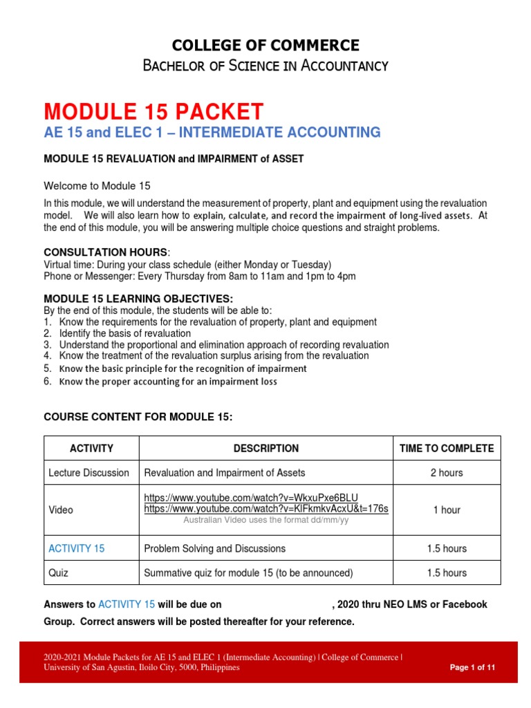 Elec 1 Module 15 | PDF | Depreciation | Goodwill (Accounting)