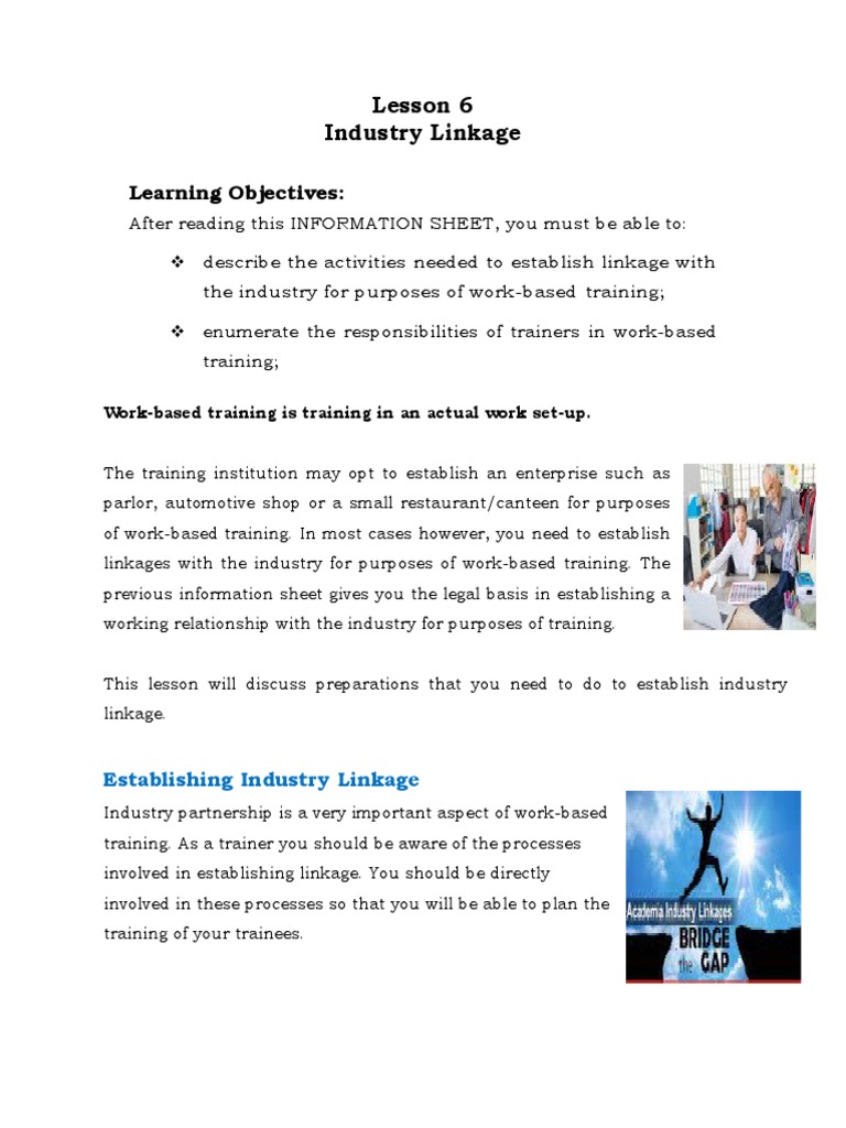 Lesson 6 - Industry Linkage | PDF | Vocational Education | Human Nature
