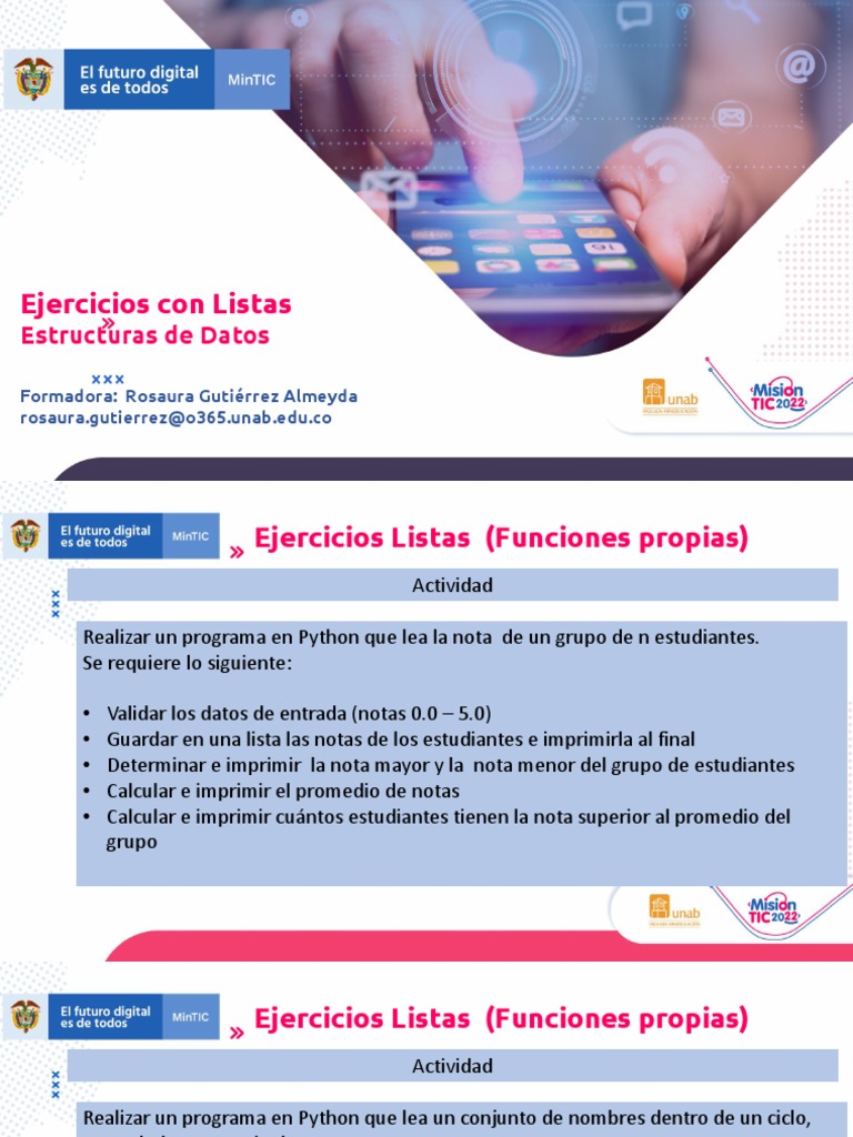 3.estructuras de Datos - Ejercicios Con Listas | PDF | Python (lenguaje ... 3.estructuras de Datos - Ejercicios Con Listas | PDF | Python (lenguaje ...